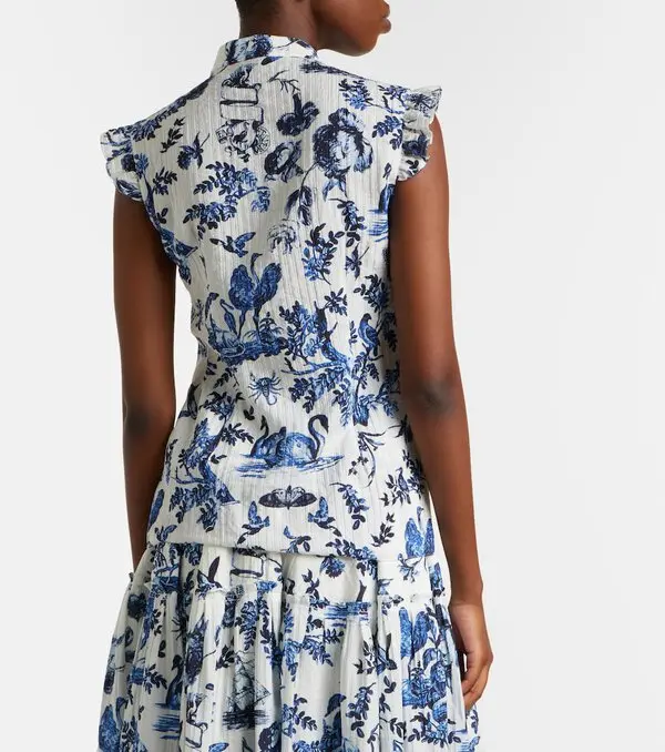 Erdem Floral Jacquard Top - Blue