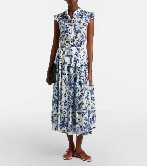 Erdem Floral Jacquard Top - Blue