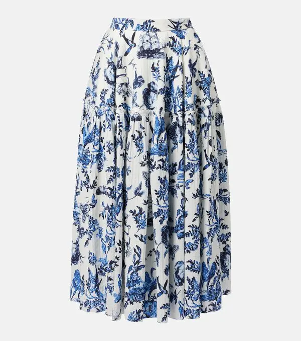 Erdem Floral Jacquard Midi Skirt - Blue