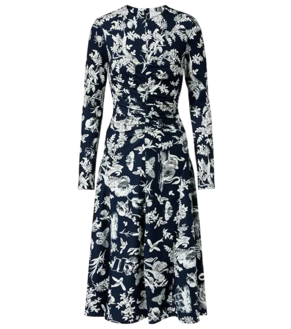 Erdem Floral Ruched Midi Dress - Blue