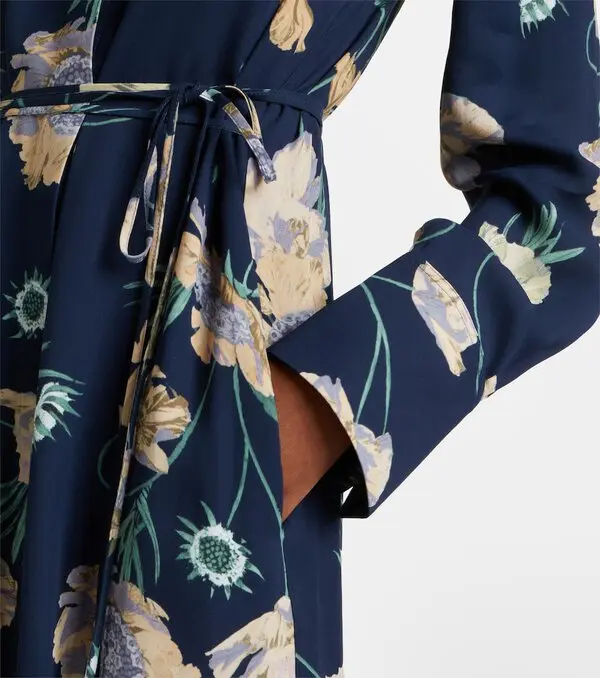 Erdem Belted Floral Shirt Dress In Belle Epoque Poppy Navy