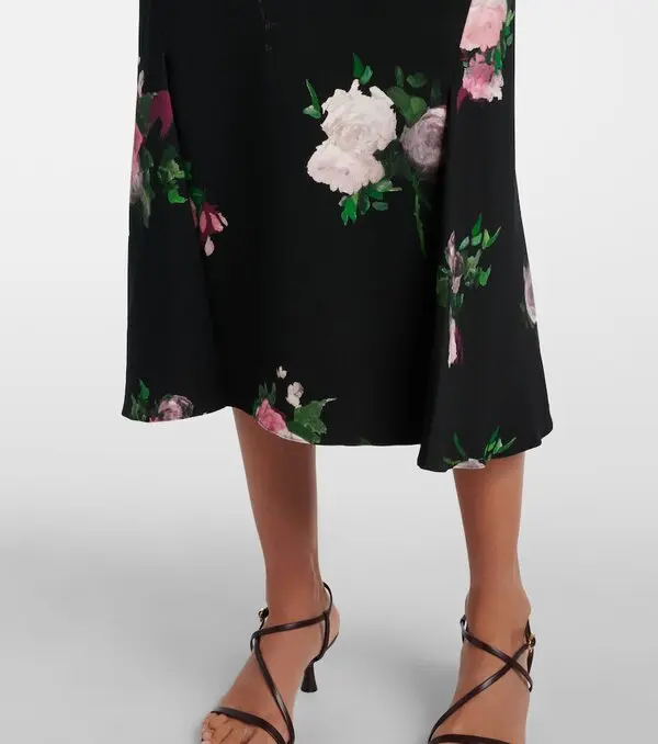 Erdem Floral Midi Skirt - Black