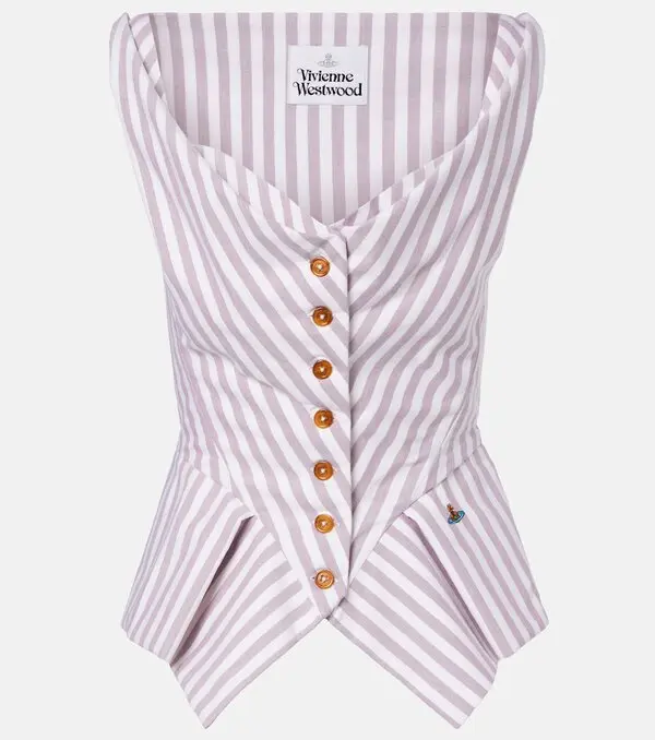 VIVIENNE WESTWOOD Striped Cotton Top - Burgundy
