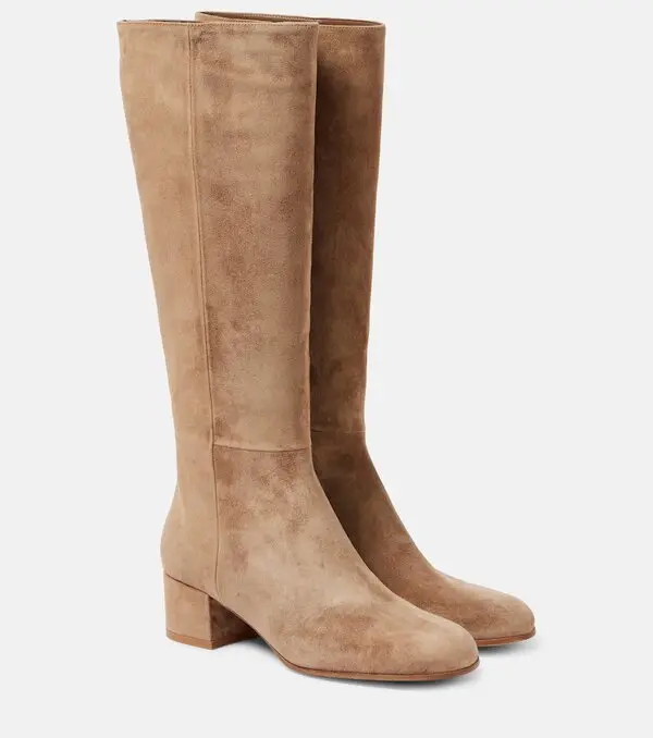 GIANVITO ROSSI Joelle Suede Knee-high Boots - Beige