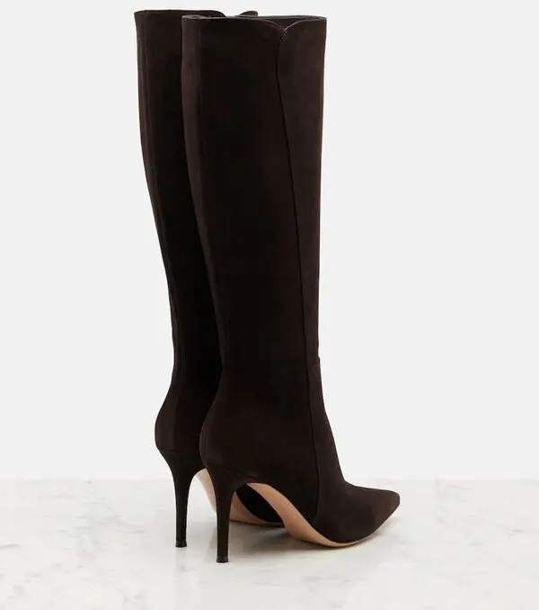 GIANVITO ROSSI Suede Knee-high Pointed Toe Boots - Brown