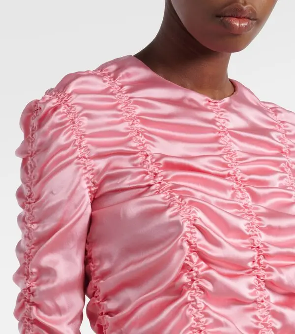 Khaite Rory Ruched Silk Charmeuse Top - Pink