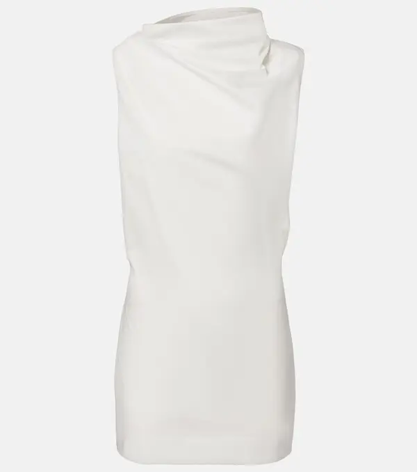 Khaite Astor Draped Cotton Poplin Minidress - White