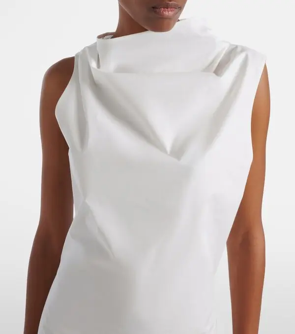 Khaite Astor Draped Cotton Poplin Minidress - White