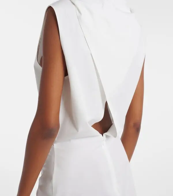 Khaite Astor Draped Cotton Poplin Minidress - White