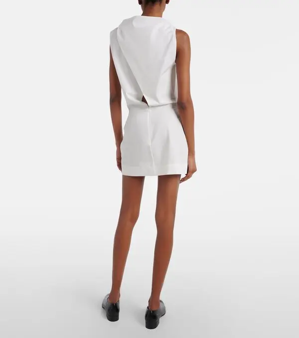 Khaite Astor Draped Cotton Poplin Minidress - White