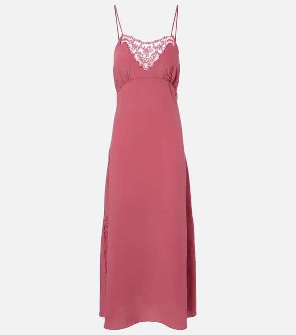 Chloé Lace-trimmed Silk Slip Dress - Pink
