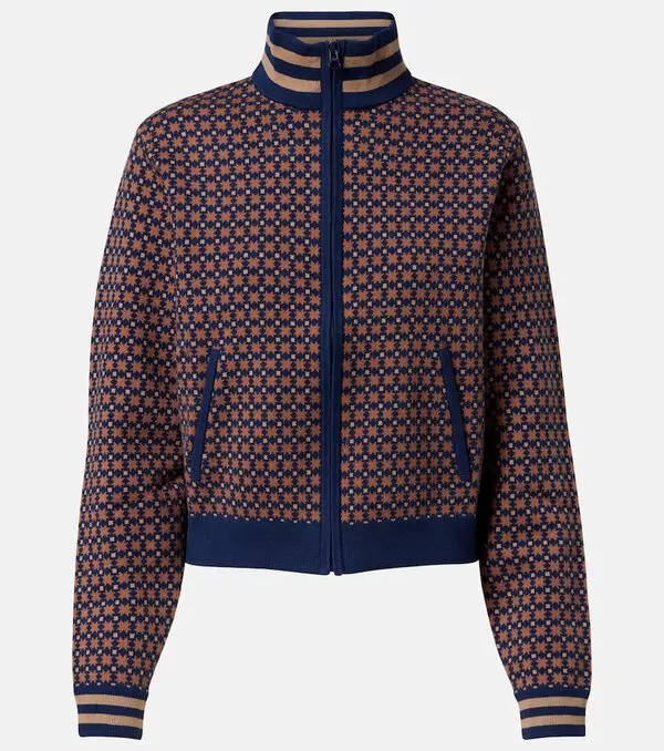 The Upside Lumiere Margot Geometric Print Zip-up Sweater - Blue