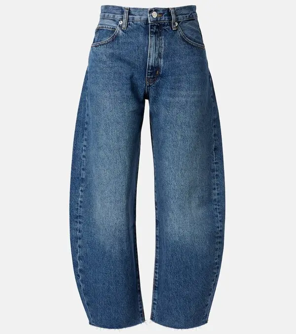 FRAME Bubble Crop Barrel-leg Jeans In Westbury - Blue
