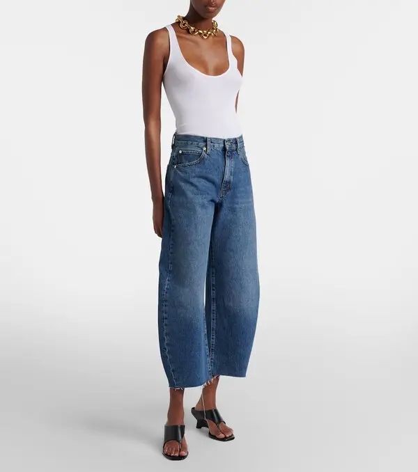 FRAME Bubble Crop Barrel-leg Jeans In Westbury - Blue