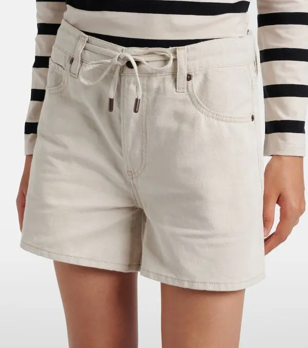 FRAME Off Duty Denim Shorts In Natural Ecru