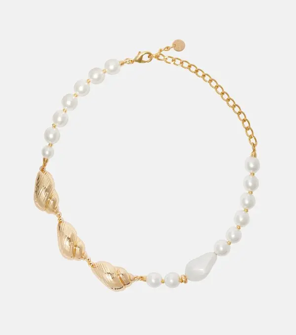 SELF-PORTRAIT Faux Pearl And Tone Necklace - Gold