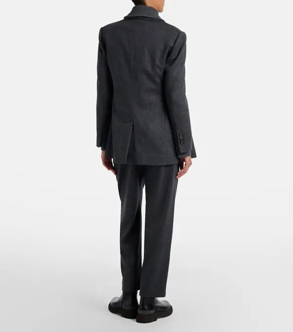 Brunello Cucinelli Wool Straight Leg Trousers - Grey