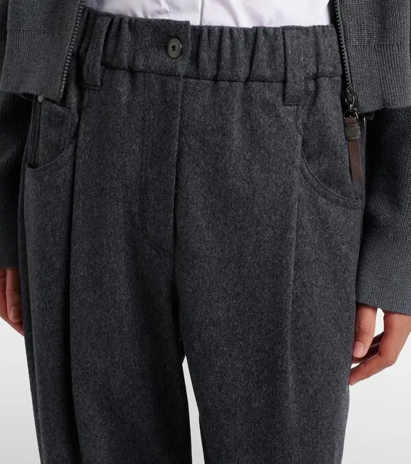 Brunello Cucinelli Wool Straight Leg Trousers - Grey