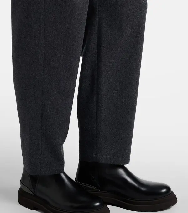 Brunello Cucinelli Wool Straight Leg Trousers - Grey