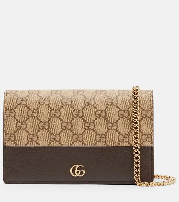 Gucci Gg Marmont Canvas Wallet On Chain - Beige