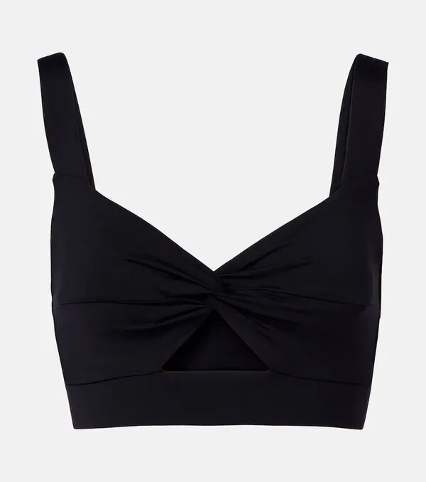 NORBA Shell Cutout Ruched Sports Bra - Black