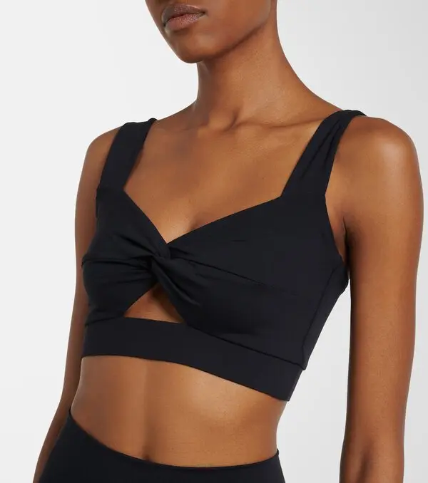 NORBA Shell Cutout Ruched Sports Bra - Black