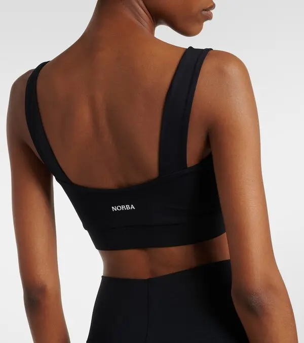 NORBA Shell Cutout Ruched Sports Bra - Black