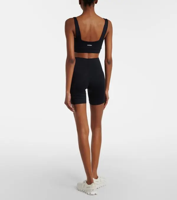 NORBA Shell Cutout Ruched Sports Bra - Black