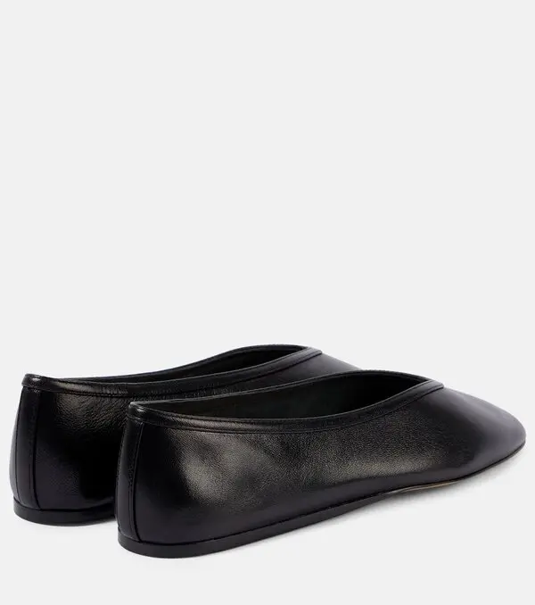 Le Monde Beryl Leather Ballet Flats - Black