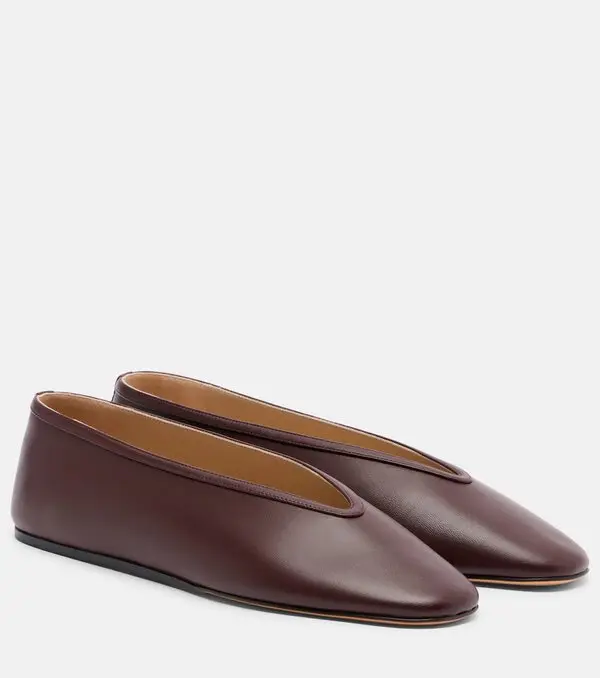 Le Monde Beryl Leather Ballet Flats - Burgundy