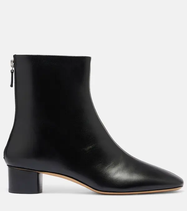 Le Monde Beryl Carole Leather Ankle Boots - Black