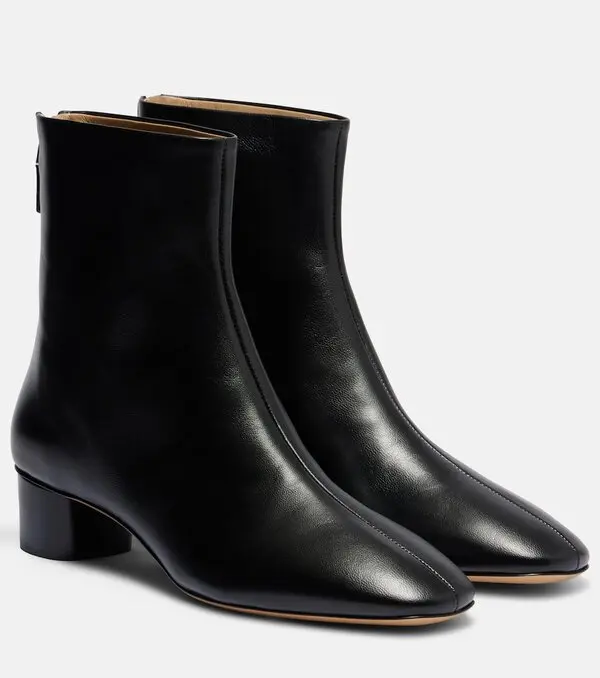 Le Monde Beryl Carole Leather Ankle Boots - Black