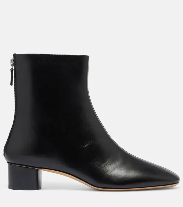 Le Monde Beryl Carole Leather Ankle Boots - Black