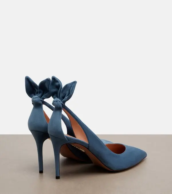 AQUAZZURA Bow Tie Suede Pumps - Blue