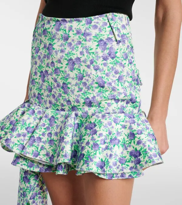 Rabanne Ruffled Floral Jersey Miniskirt