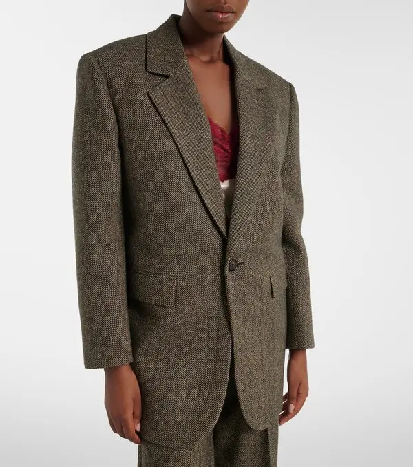 Saint Laurent Wool-blend Herringbone Blazer