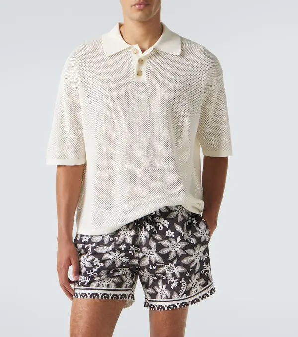 Commas Open-knit Cotton-blend Polo Sweater
