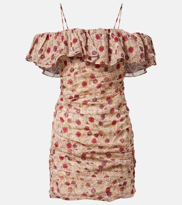 MARANT ETOILE Davilia Off-shoulder Ruched Minidress - Red