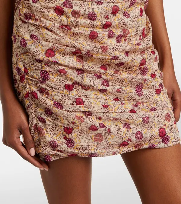 MARANT ETOILE Davilia Off-shoulder Ruched Cotton Minidress - Red