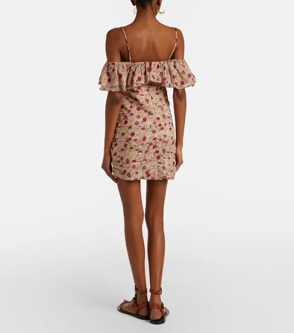 MARANT ETOILE Davilia Off-shoulder Ruched Cotton Minidress - Red