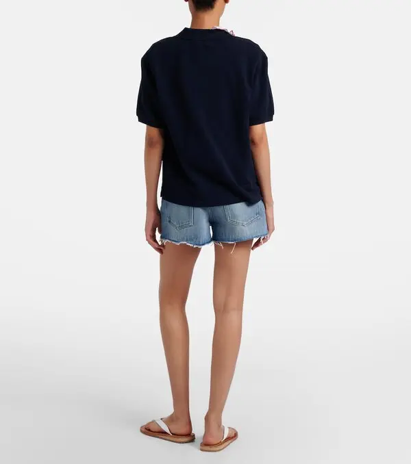 Miu Miu Frayed Denim Shorts - Blue