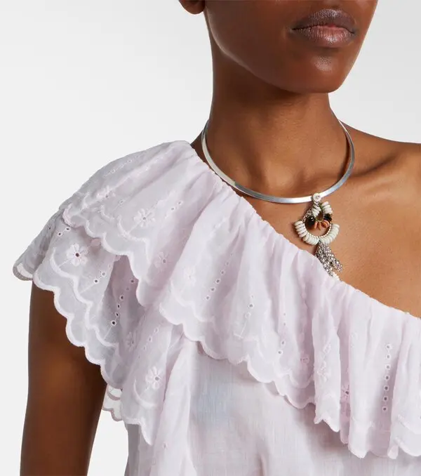 MARANT ETOILE Lalia Embroidered Ruffled Minidress - Pink