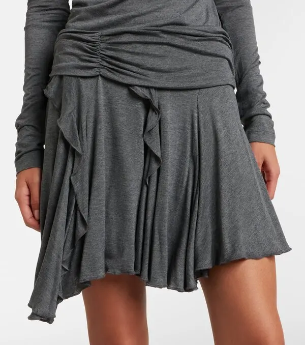 MARANT ETOILE Rosinda Asymmetric Draped Miniskirt - Grey