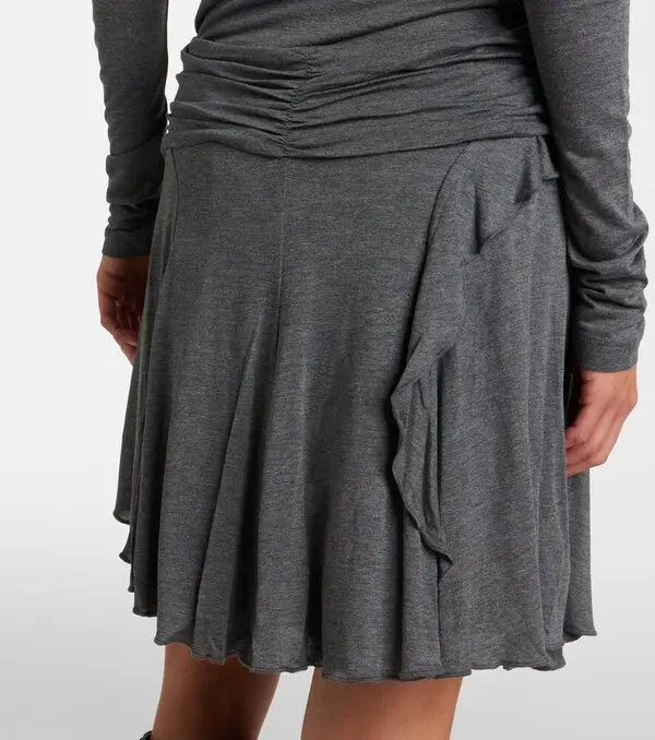 MARANT ETOILE Rosinda Asymmetric Draped Miniskirt - Grey