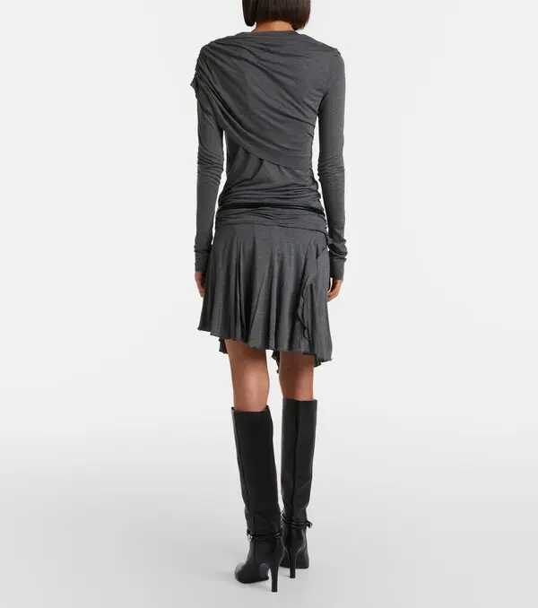MARANT ETOILE Rosinda Asymmetric Draped Miniskirt - Grey
