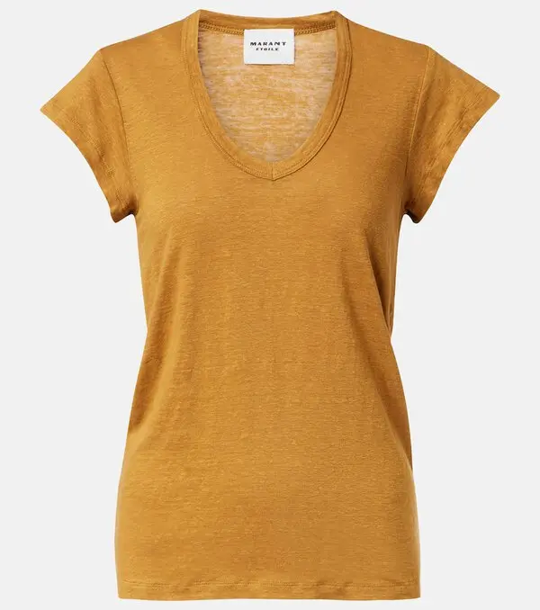 MARANT ETOILE Zankou Linen T-shirt - Brown