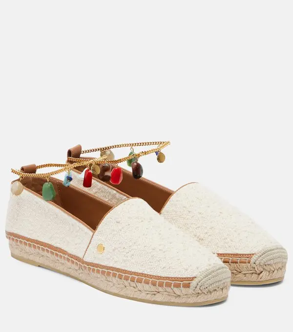Stella McCartney Gaia Embellished Canvas Espadrilles - White