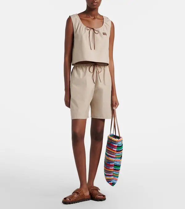 Miu Miu Woven Leather Open Toe Sandals