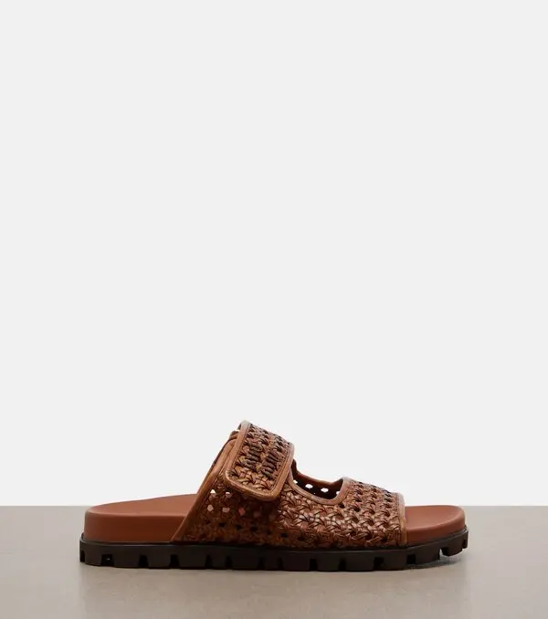 Miu Miu Woven Leather Open Toe Sandals