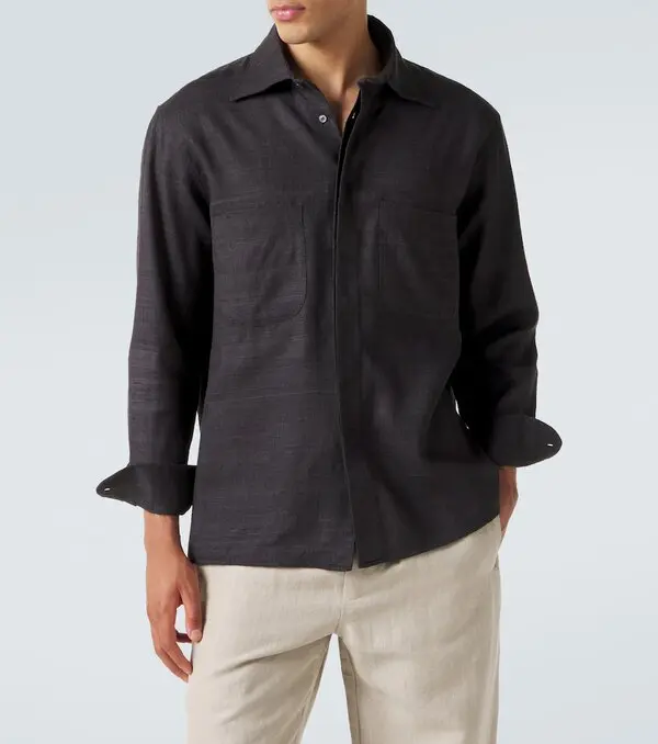 SAMAN AMEL Regis Silk Shirt Jacket - Black